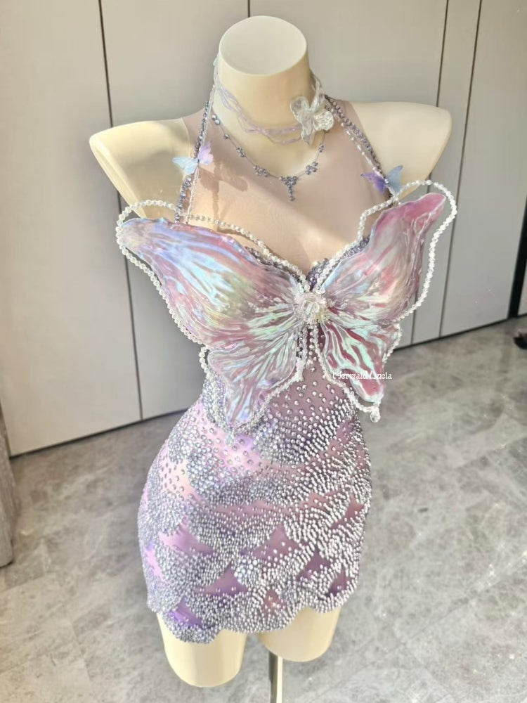 Elegant Iridescent Butterfly Resin Mermaid Corset Bra Top Patent Prote ...