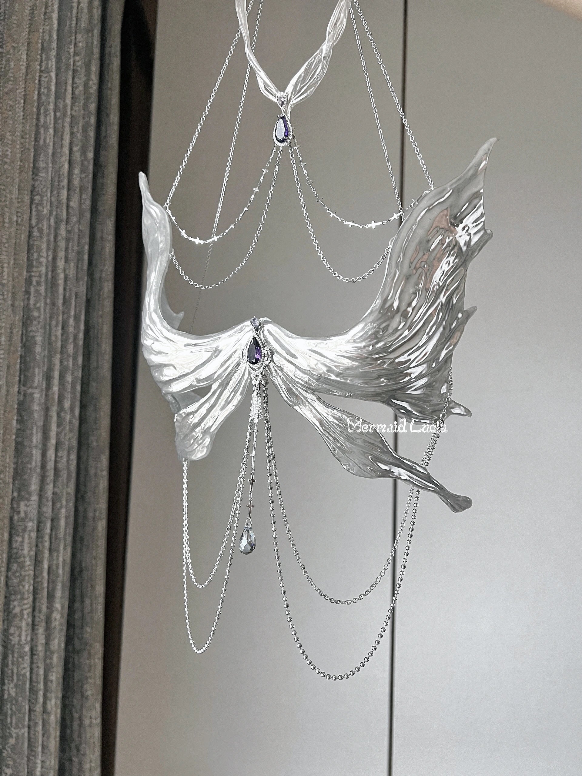 Shimmering Angel Wings Resin Mermaid Corset Bra Top Cosplay Costume Pa