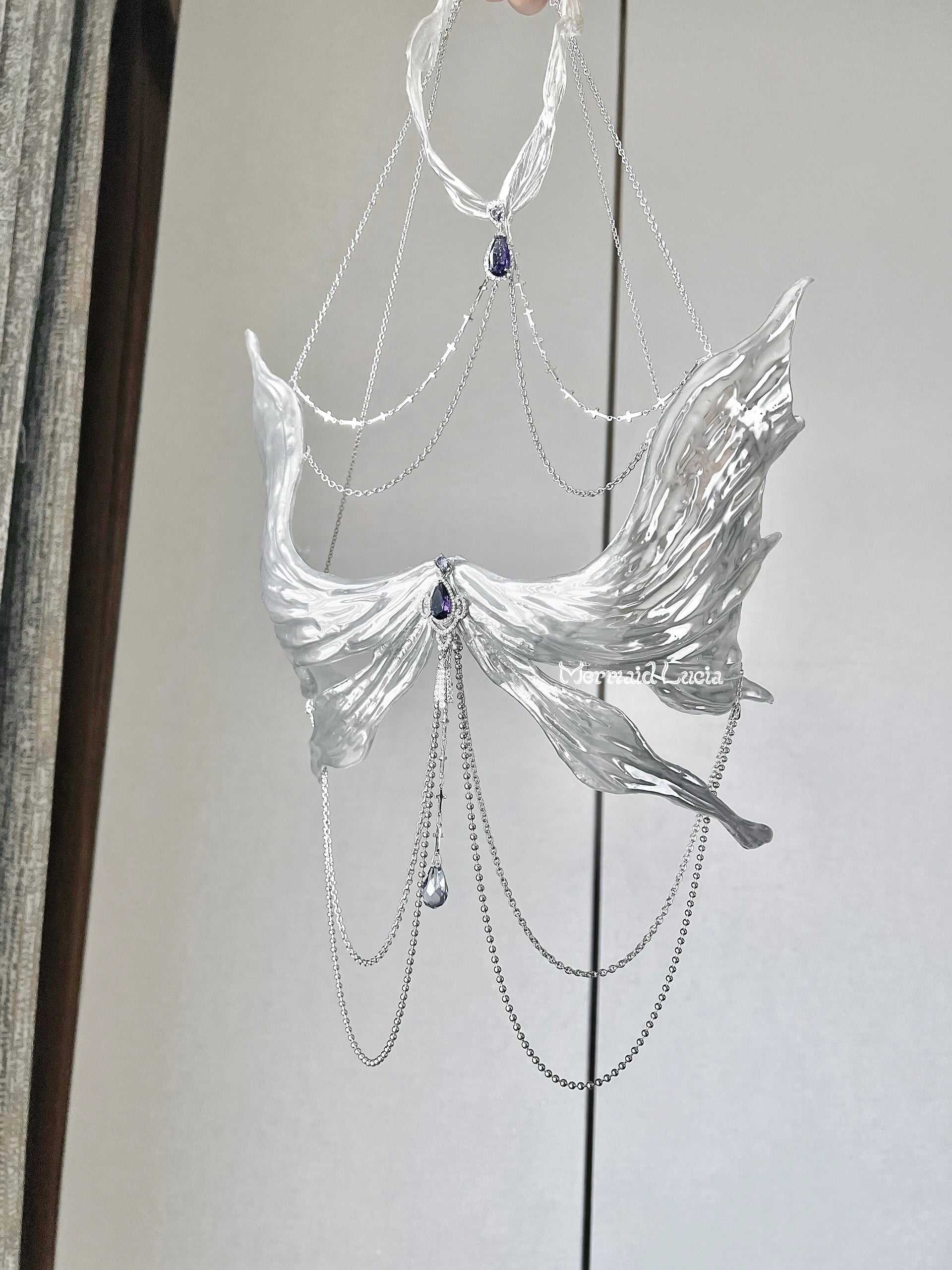 Shimmering Angel Wings Resin Mermaid Corset Bra Top Cosplay Costume Pa ...