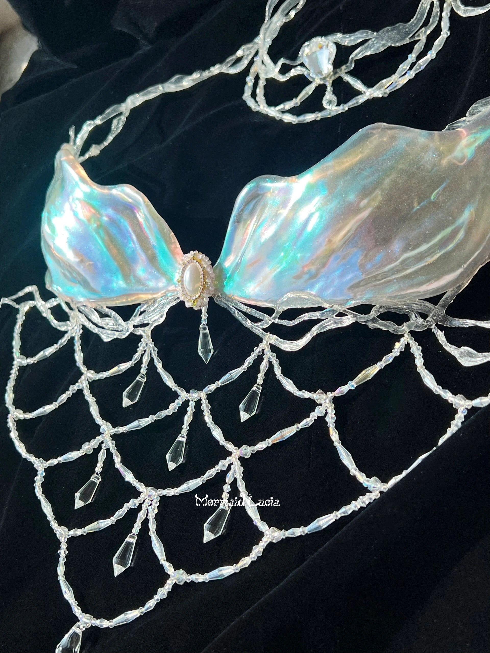 Purple Black Metallic Crystal Mermaid Scales Resin Mermaid Corset Bra ...