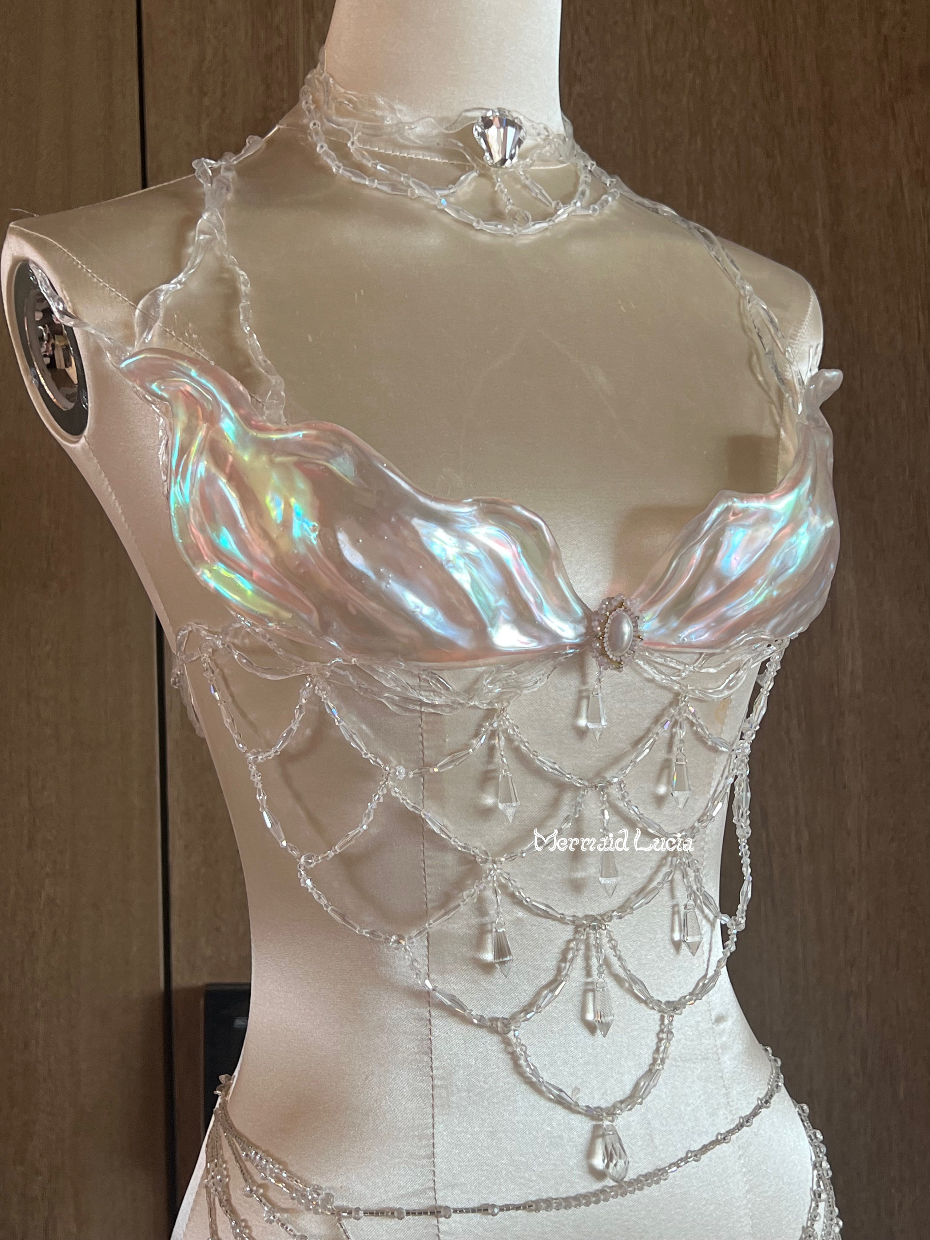 Purple Black Metallic Crystal Mermaid Scales Resin Mermaid Corset Bra ...