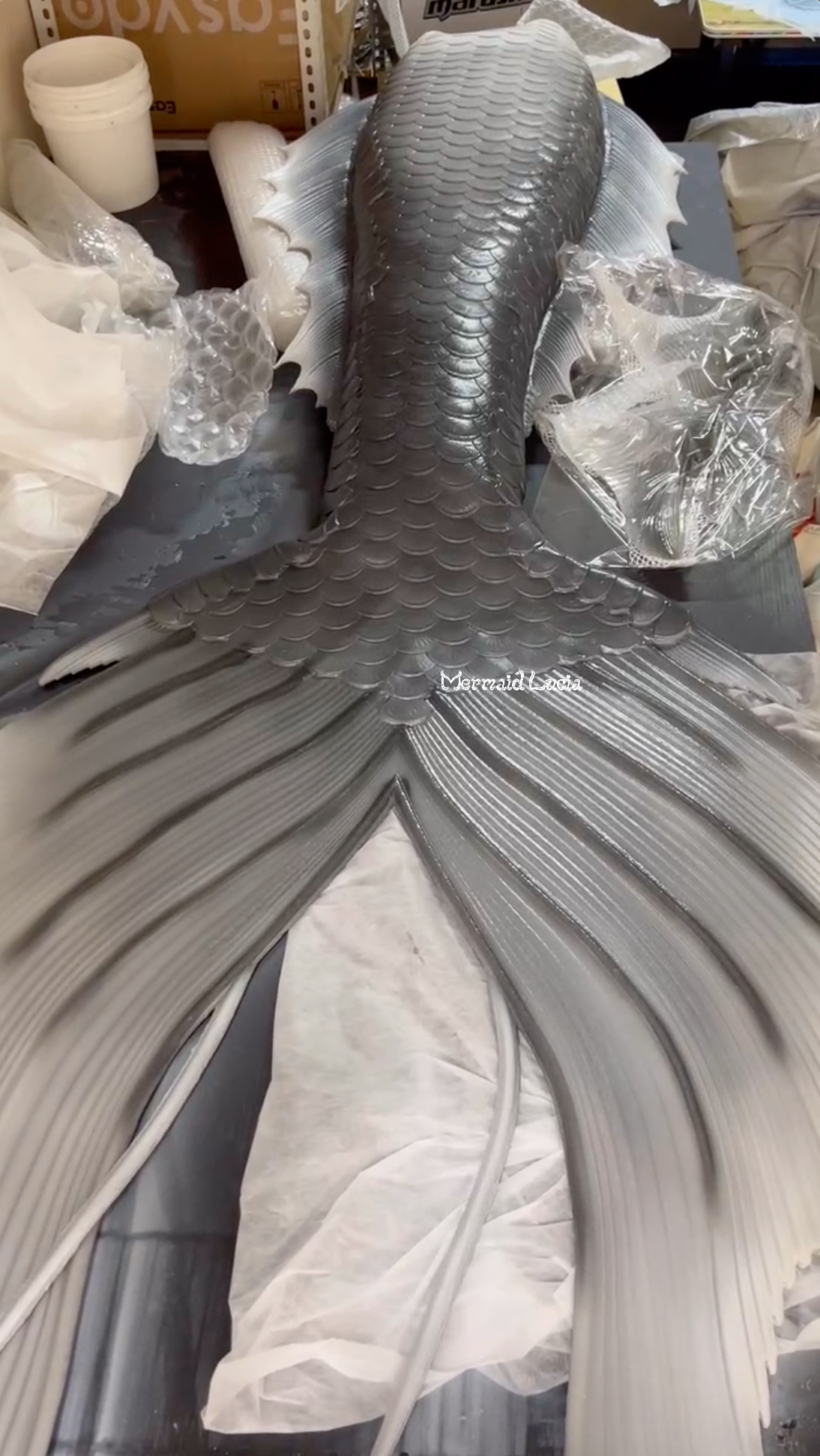 Dark Grey Black Silicone Mermaid Merman Tail Monofin for Diving Swimmi ...