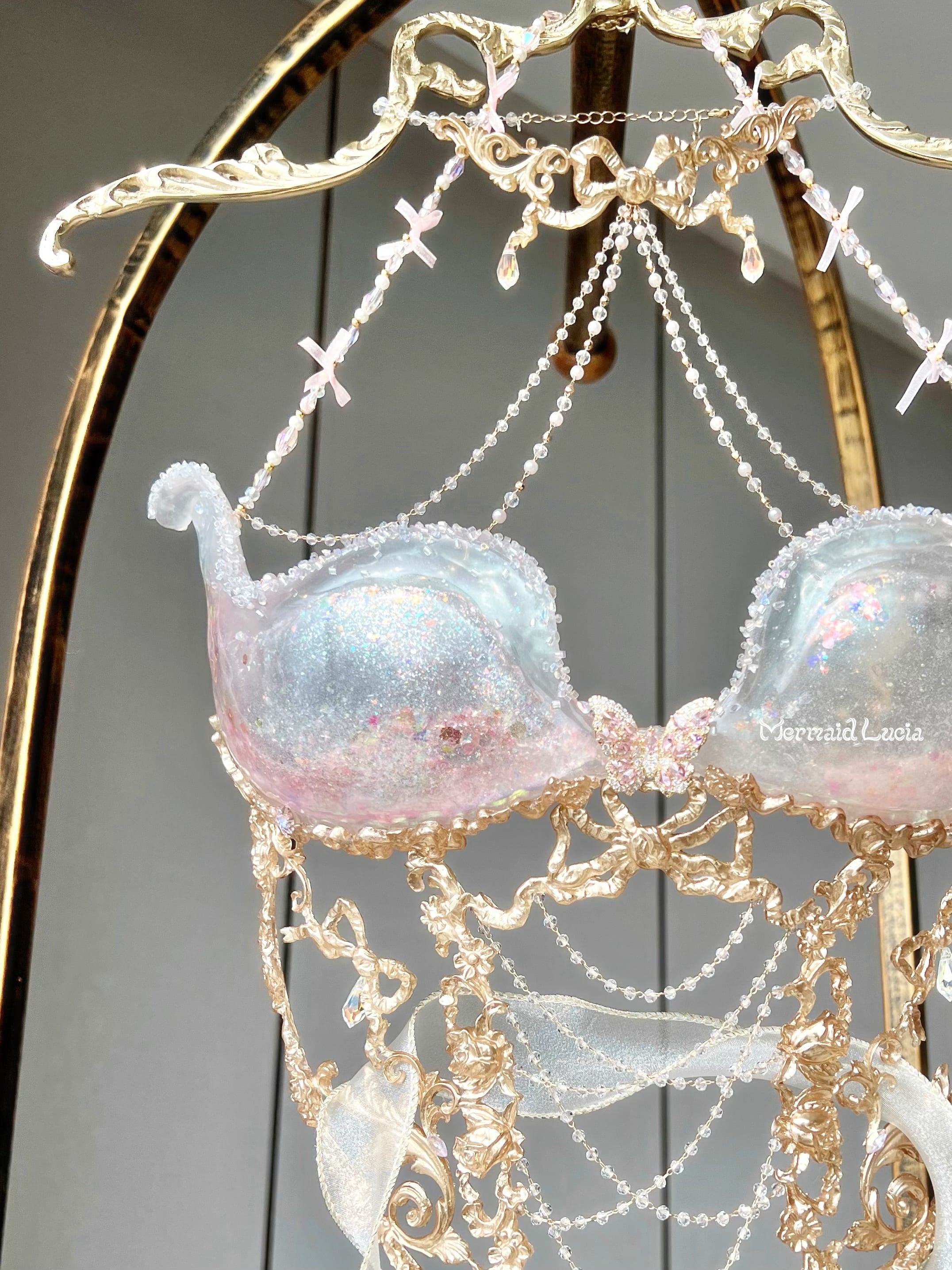Candy Floating Glitter Princess Resin Porcelain Mermaid Corset Bra Top ...