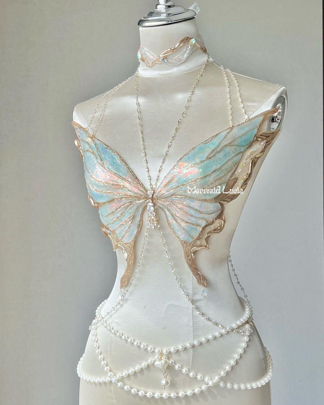 Colias Butterfly Resin Porcelain Mermaid Corset Bra Top Cosplay Costum ...