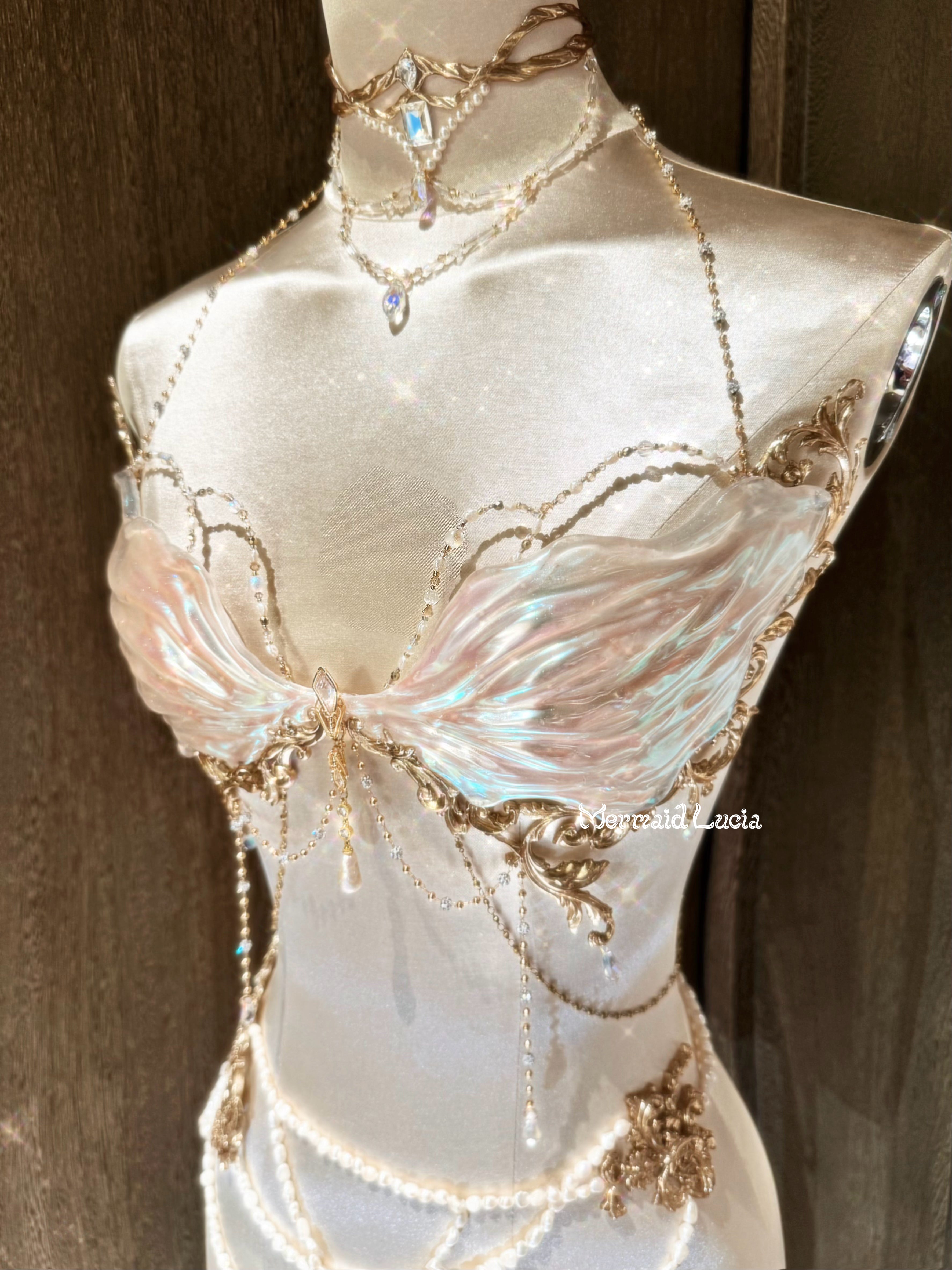 Mermaid Nymph Resin Porcelain Corset Bra Top Cosplay Costume Patent-Pr ...
