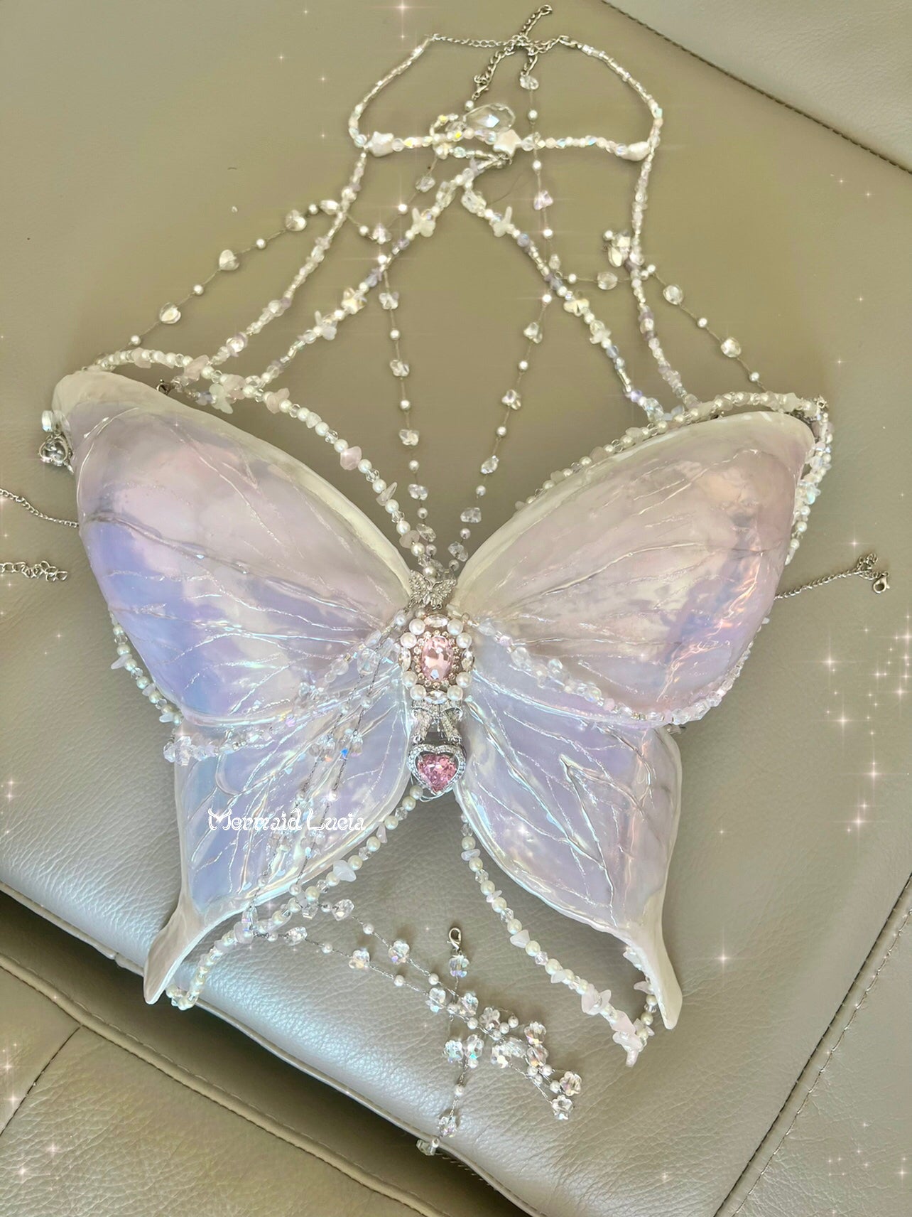 Psychedelic Butterfly Resin Mermaid Corset Bra Top Cosplay Costume Pat ...