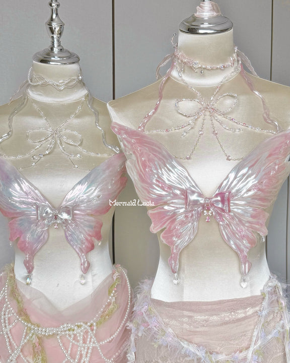 Royal Bow Butterfly Resin Porcelain Mermaid Corset Bra Top Cosplay Cos ...