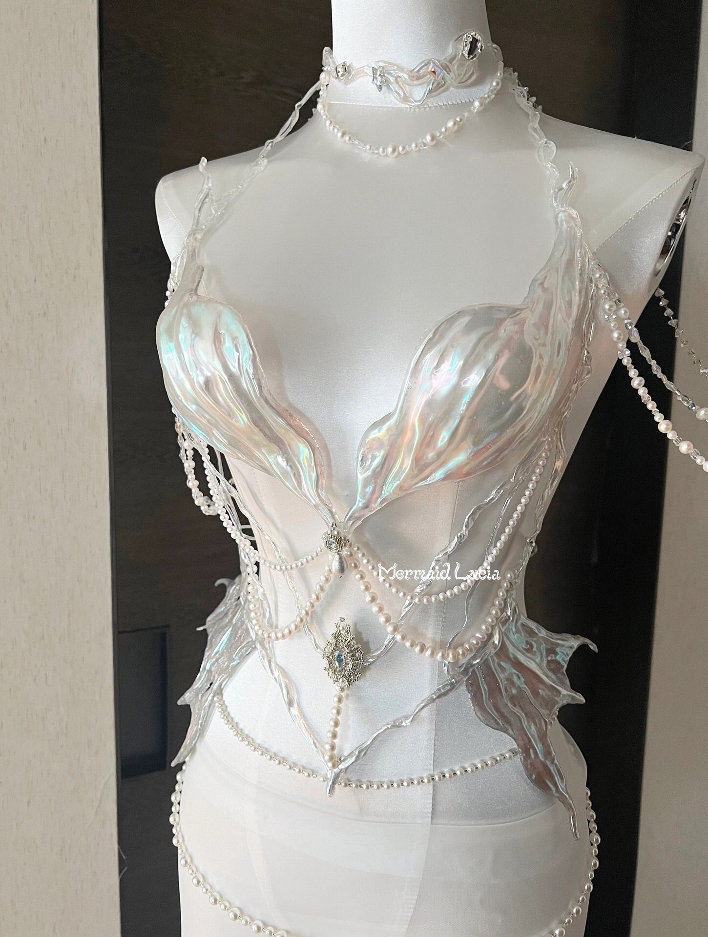 Luminous Seashell Siren Angel Resin Mermaid Corset Bra Top Cosplay Cos ...