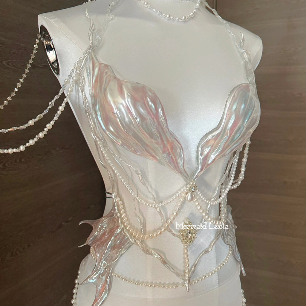 Luminous Seashell Siren Angel Resin Mermaid Corset Bra Top Cosplay Cos ...