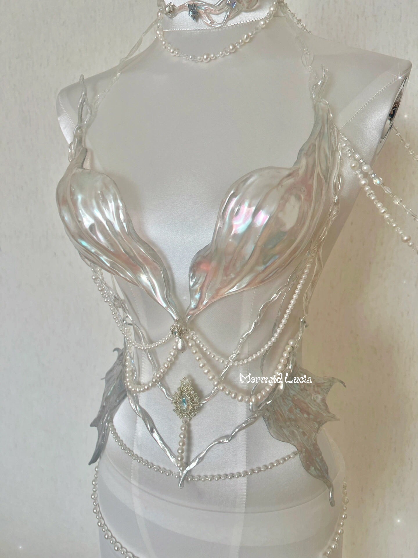 Luminous Seashell Siren Angel Resin Mermaid Corset Bra Top Cosplay Cos ...