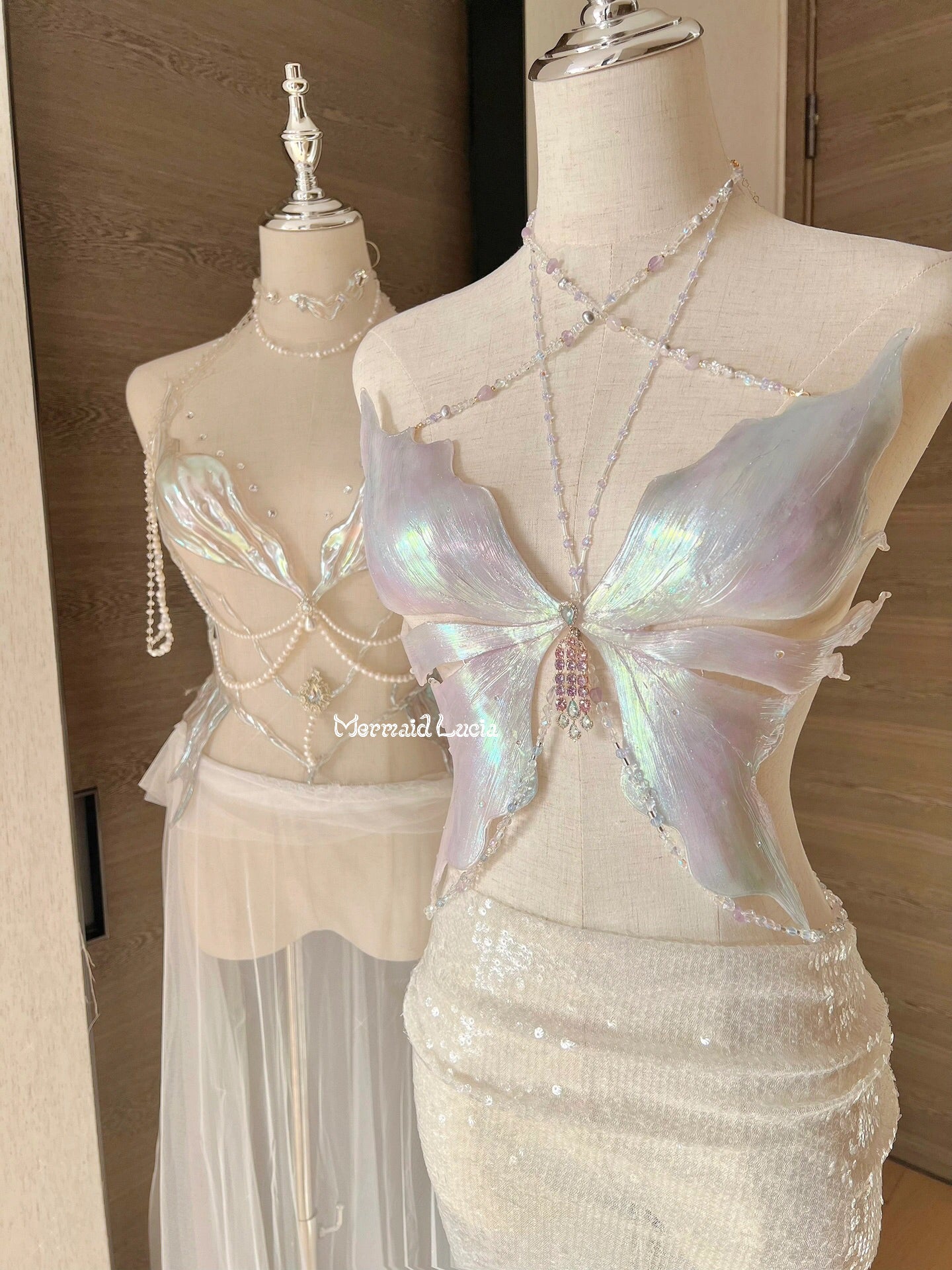 Luminous Seashell Siren Angel Resin Mermaid Corset Bra Top Cosplay Cos ...