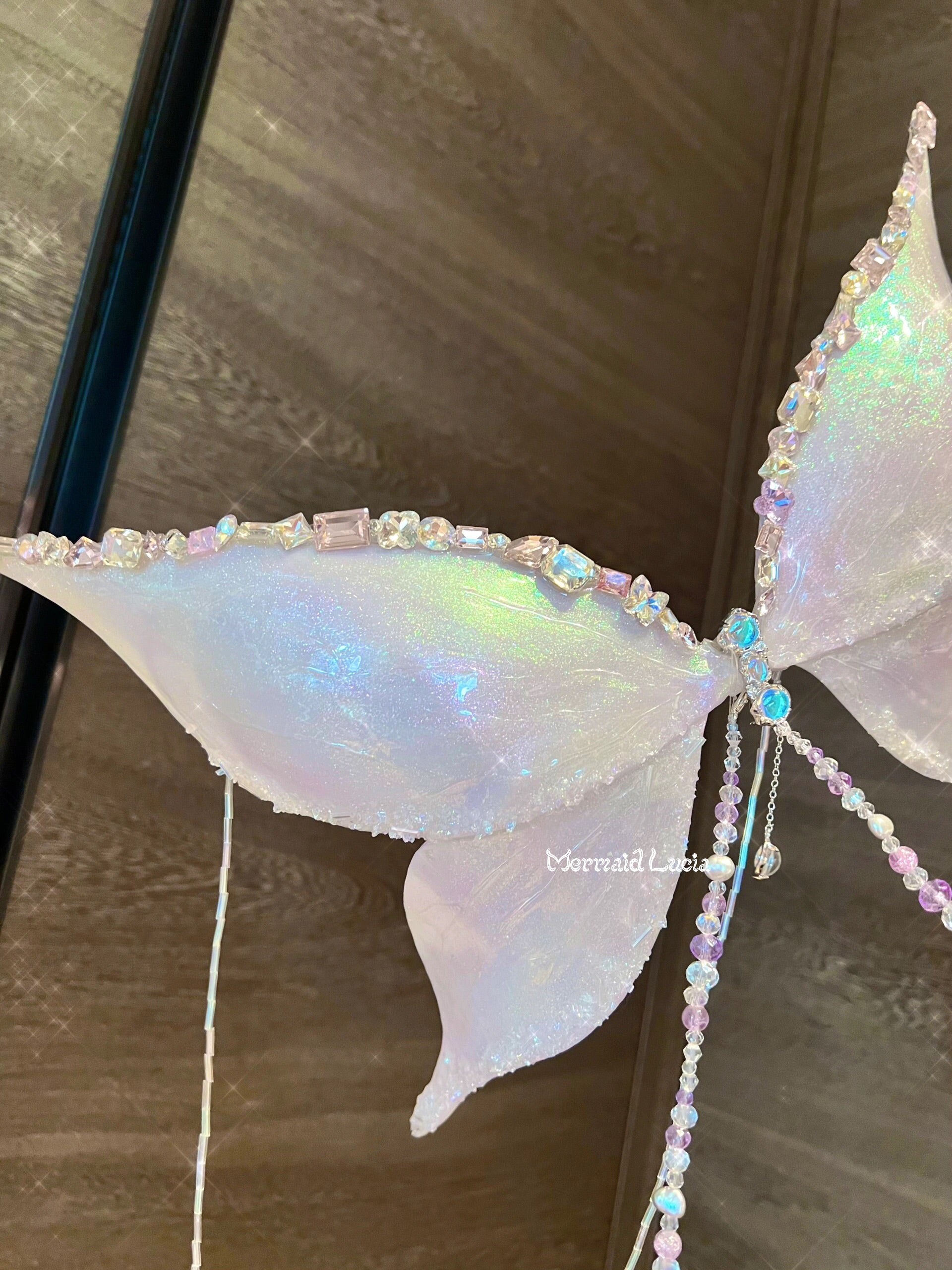 Sparkling Rhinestone Butterfly Resin Mermaid Corset Bra Top Cosplay Co ...