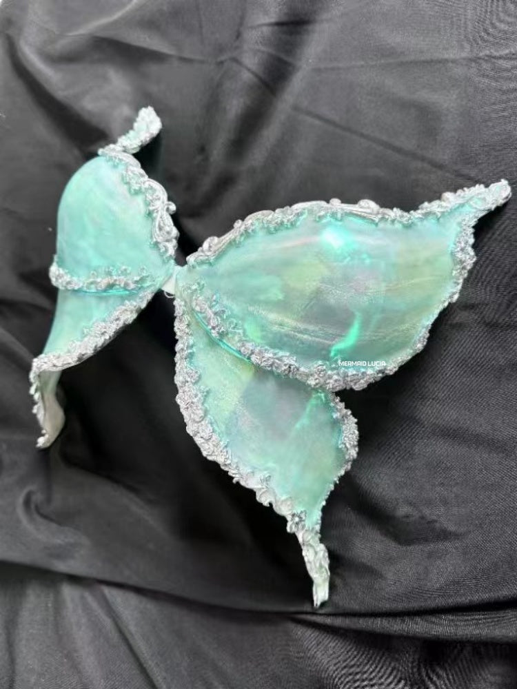 Light Green Glaze Butterfly Resin Mermaid Corset Bra Top Cosplay Costu ...