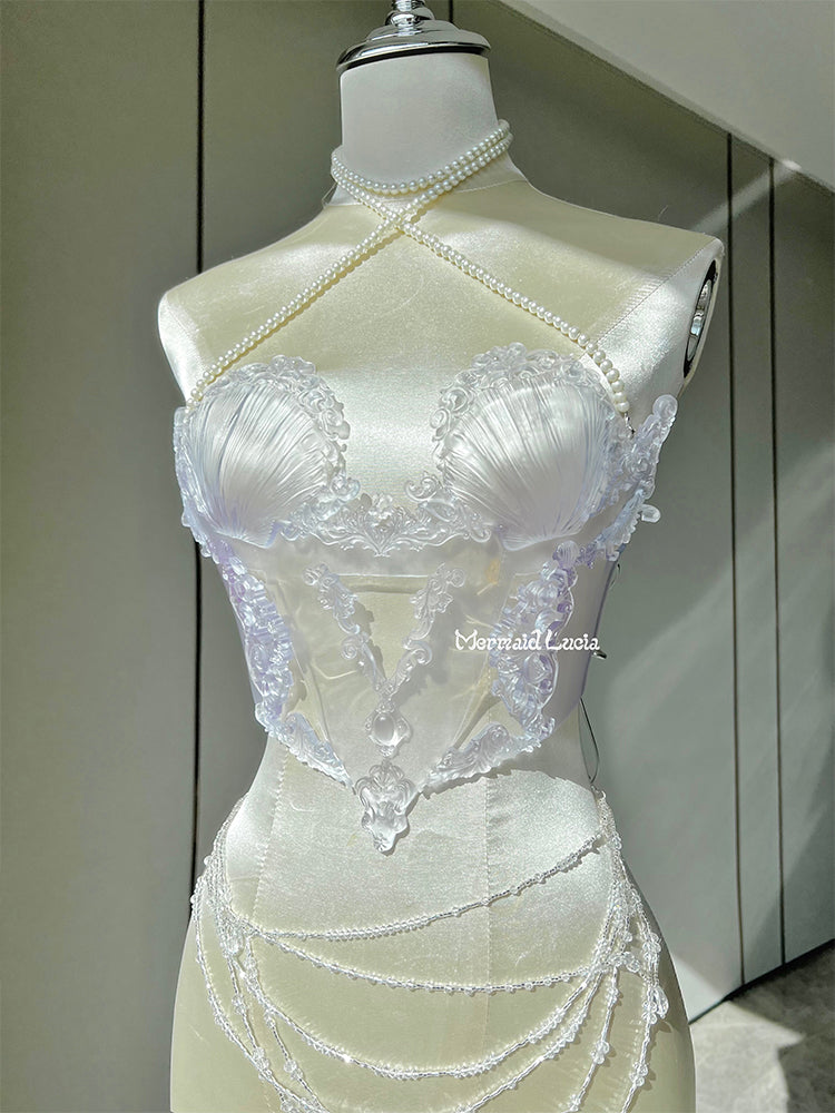 Transparent Shell Girl Resin Mermaid Corset Bra Top Cosplay Costume Pa ...