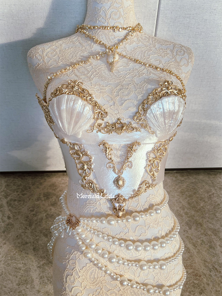 Vintage Palace Shell Resin Mermaid Corset Bra Top Cosplay Costume Pate ...