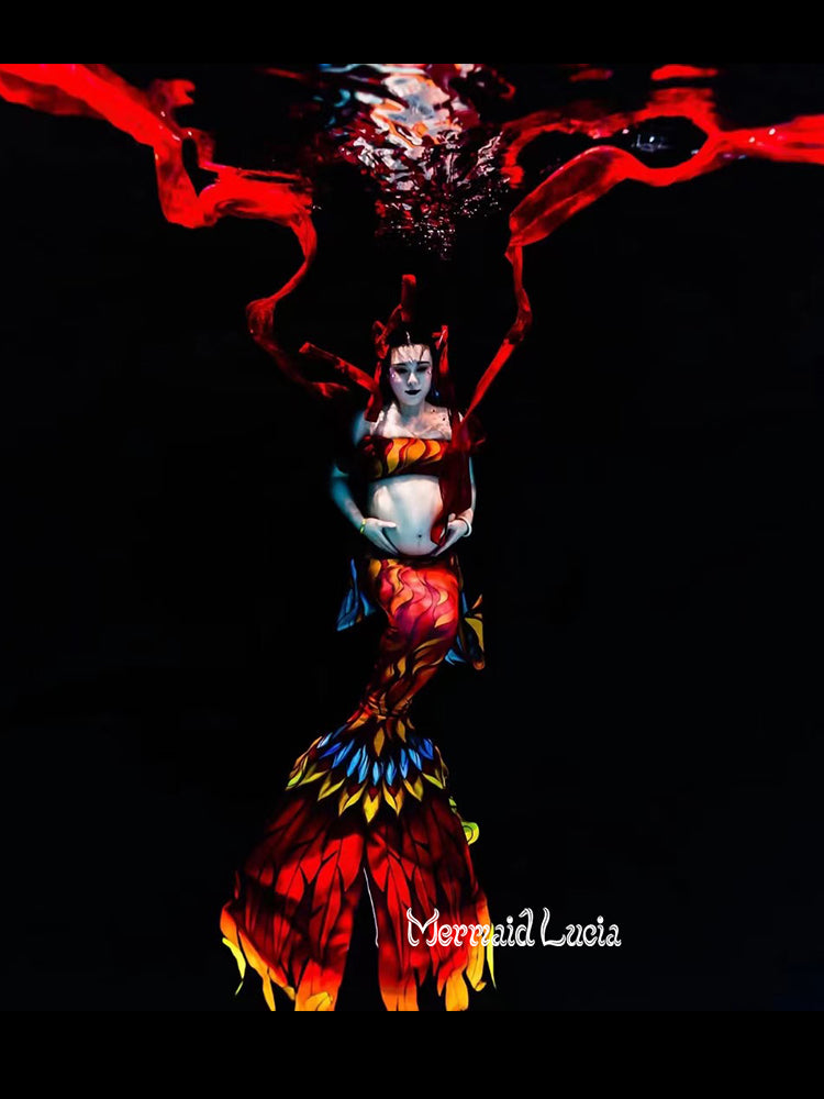 Red Water Peacock Mermaid Merman Tail – Mermaid Lucia Official