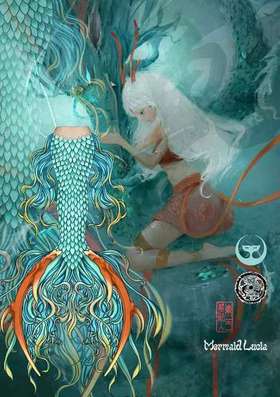 Turquoise Water Peacock Mermaid Merman Tail – Mermaid Lucia Official