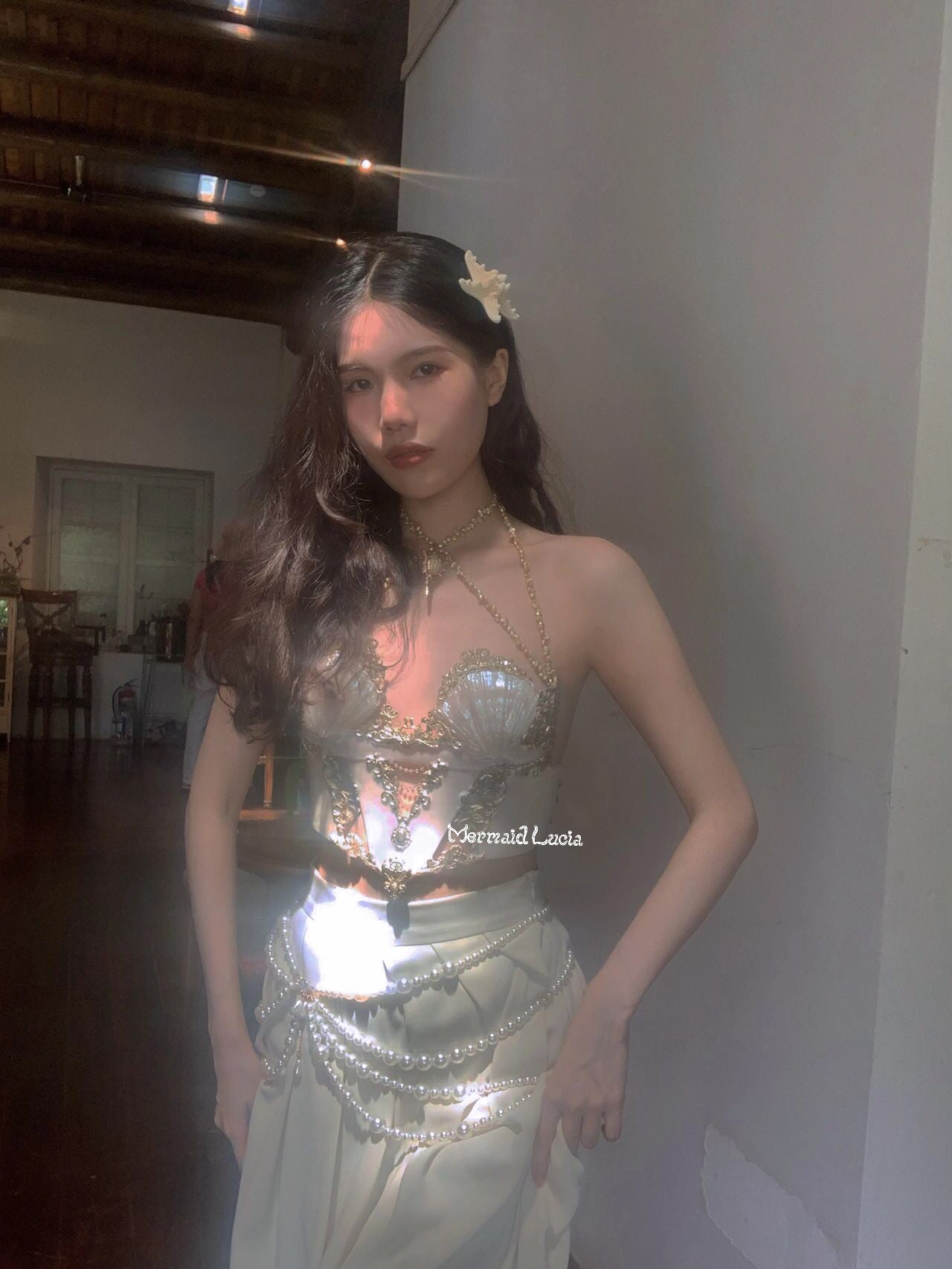 Vintage Palace Shell Resin Mermaid Corset Bra Top Cosplay Costume Pate ...