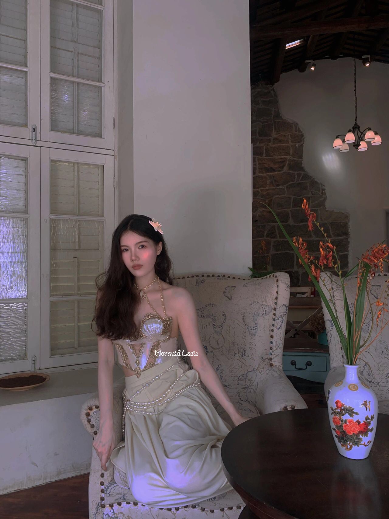 Vintage Palace Shell Resin Mermaid Corset Bra Top Cosplay Costume Pate ...