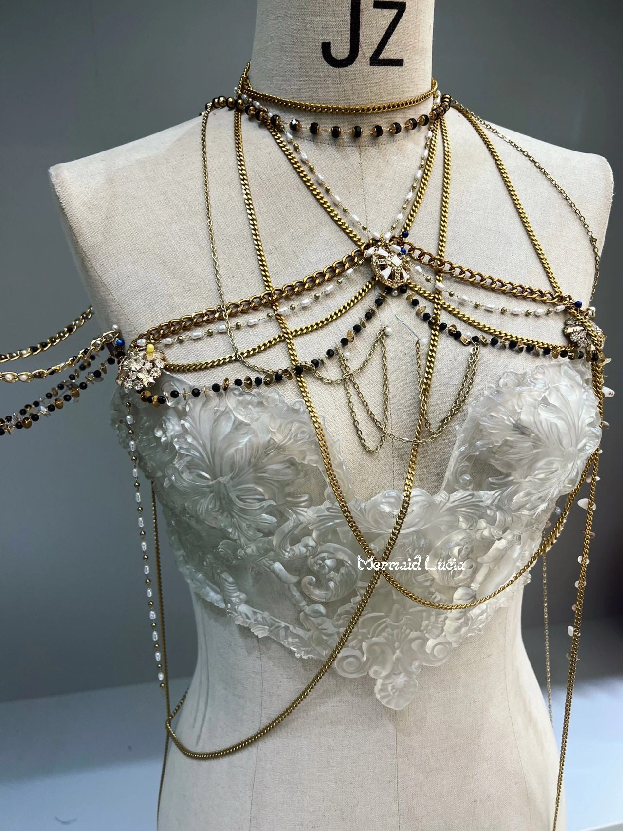 Jibaro Banshee Resin Mermaid Corset Bra Top Cosplay Costume Patent-Pro ...