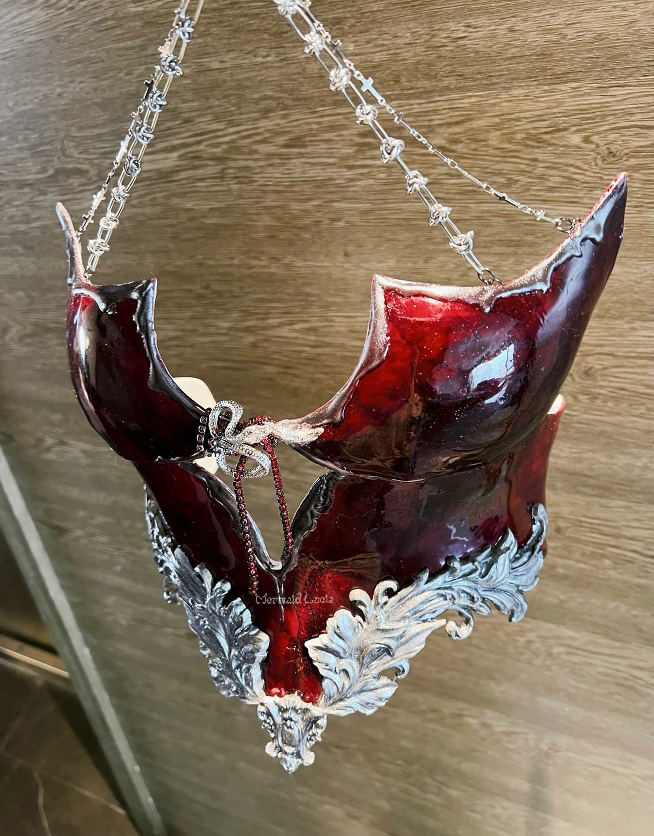 Blood Red Armour Resin Mermaid Corset Bra Top Cosplay Costume Patent-P ...