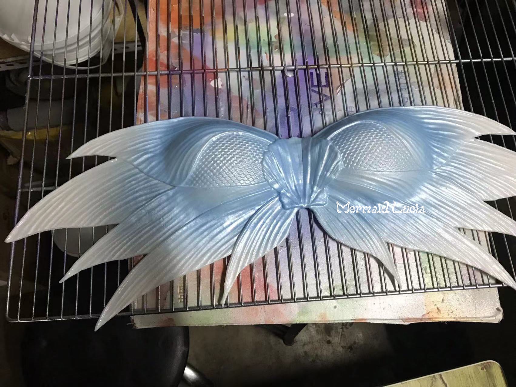Light Blue Long Tail Carp Fish Silicone Mermaid Merman Tail Monofin fo ...