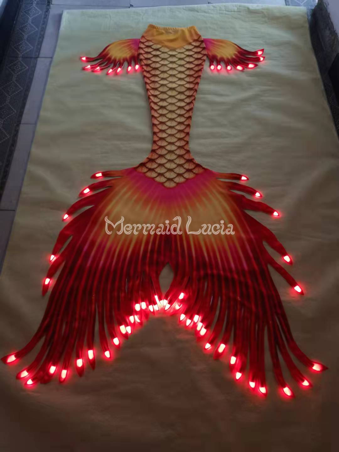 Amazing LED Mermaid Merman Tail Style 1 Yellow Red – Mermaid Lucia Official