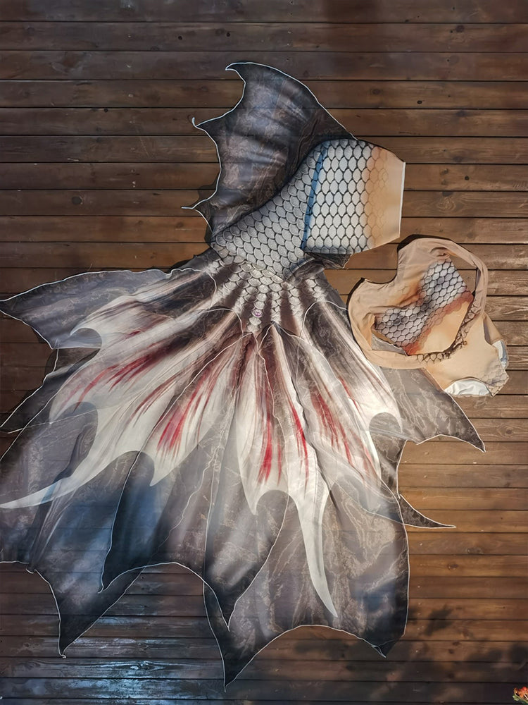 Goldfish Mermaid Tail 5 Black & Red & White – Mermaid Lucia Official